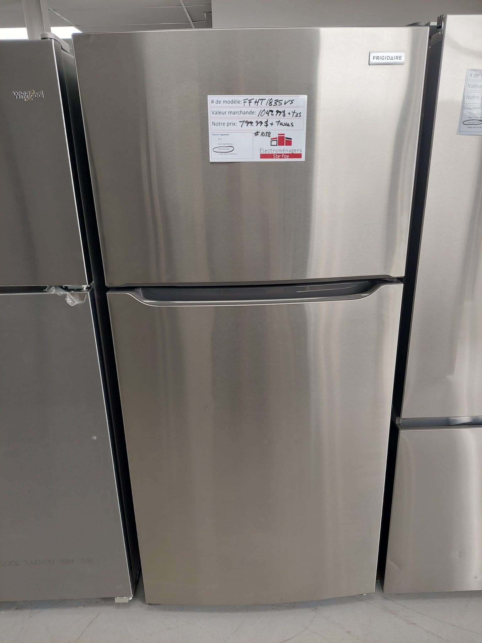 Refrigerateur Frigidaire Modèle: FFHT1835VS (#1038) - Électroménagers ...