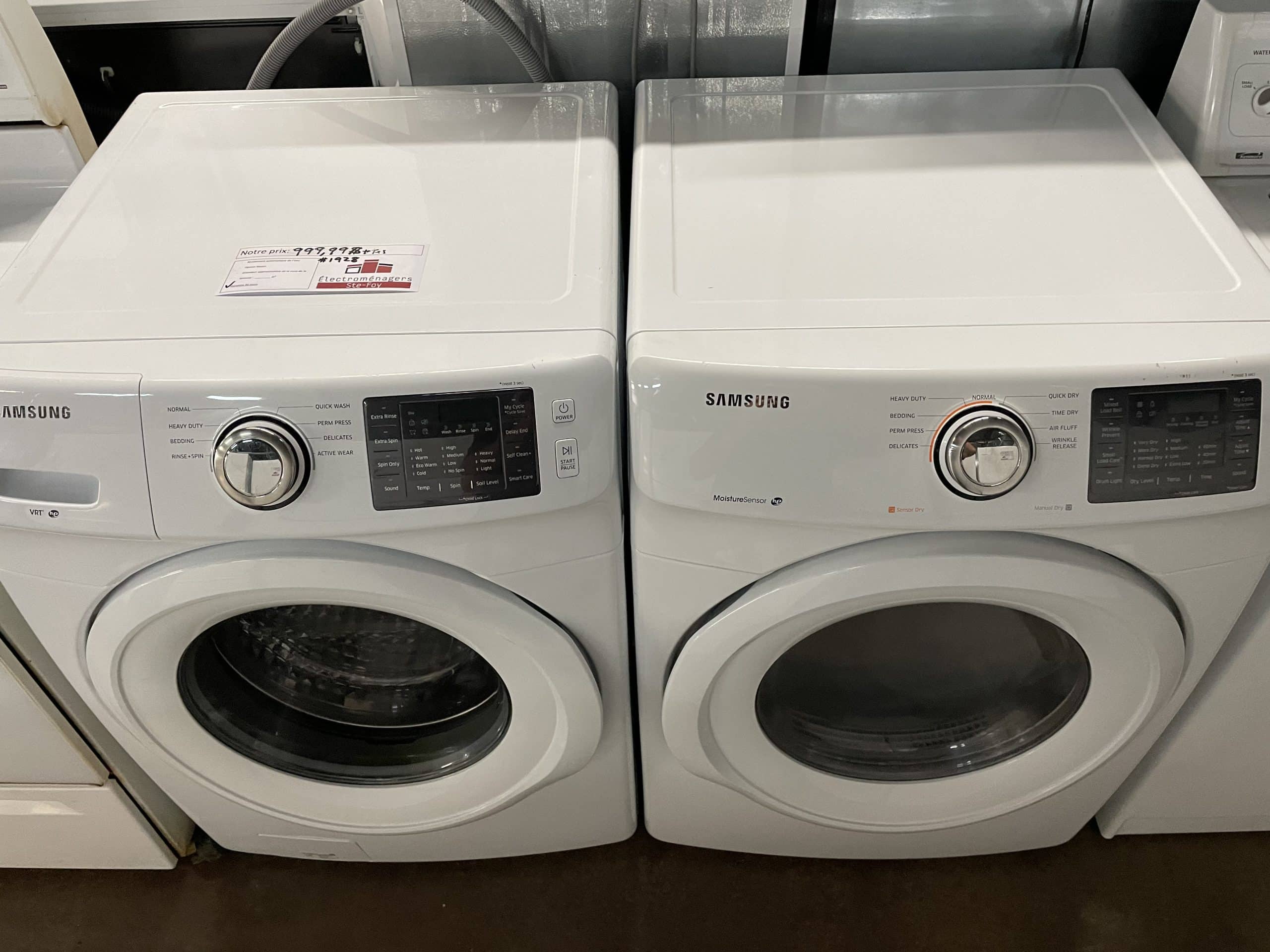 Duo laveuse sécheuse Samsung (#1928) - Électroménagers Ste-Foy