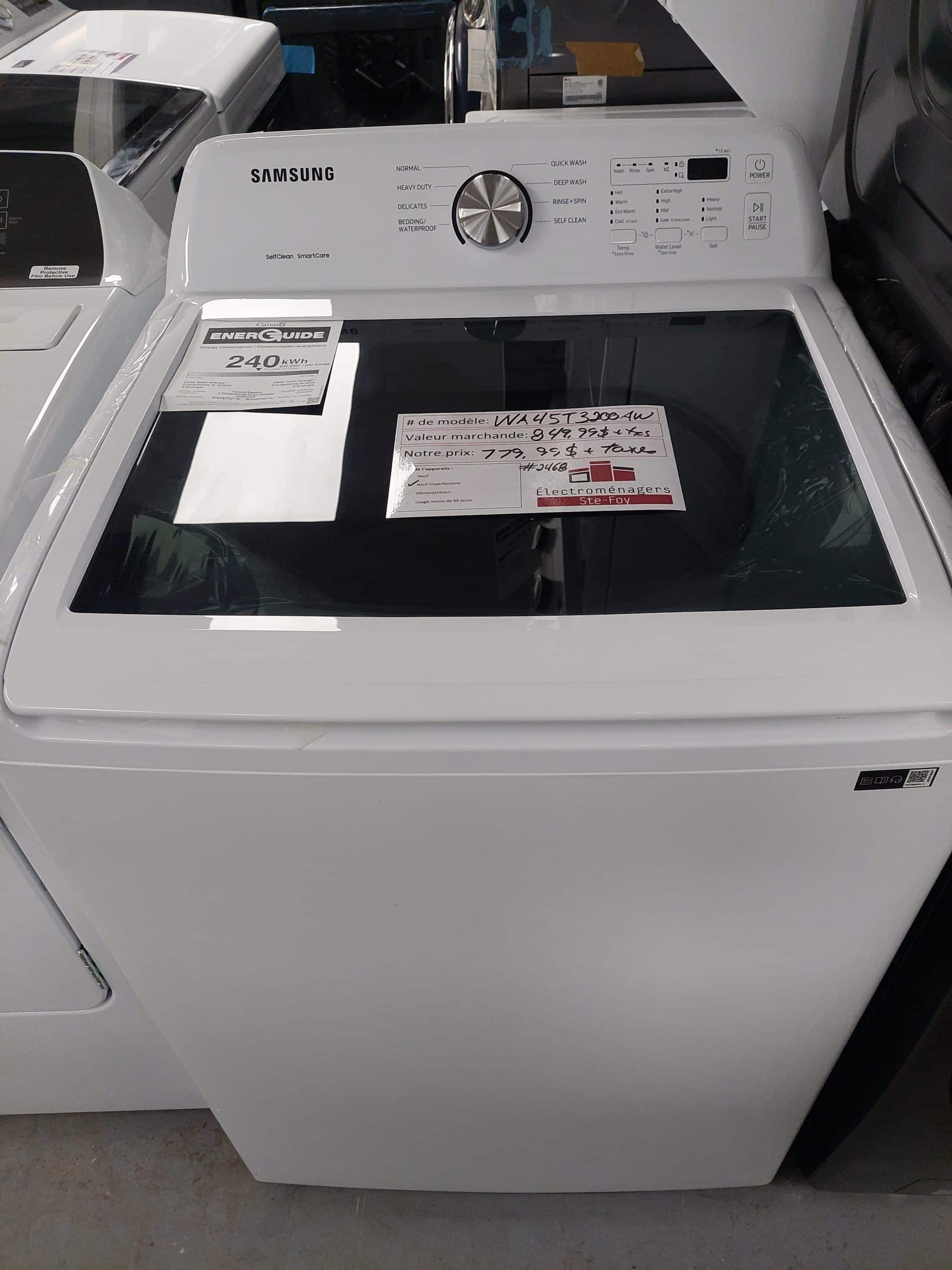 Laveuse Samsung modèle: WA45T3200AW N/S: 0BEZ5BAT600297F (NI) (#2468 ...