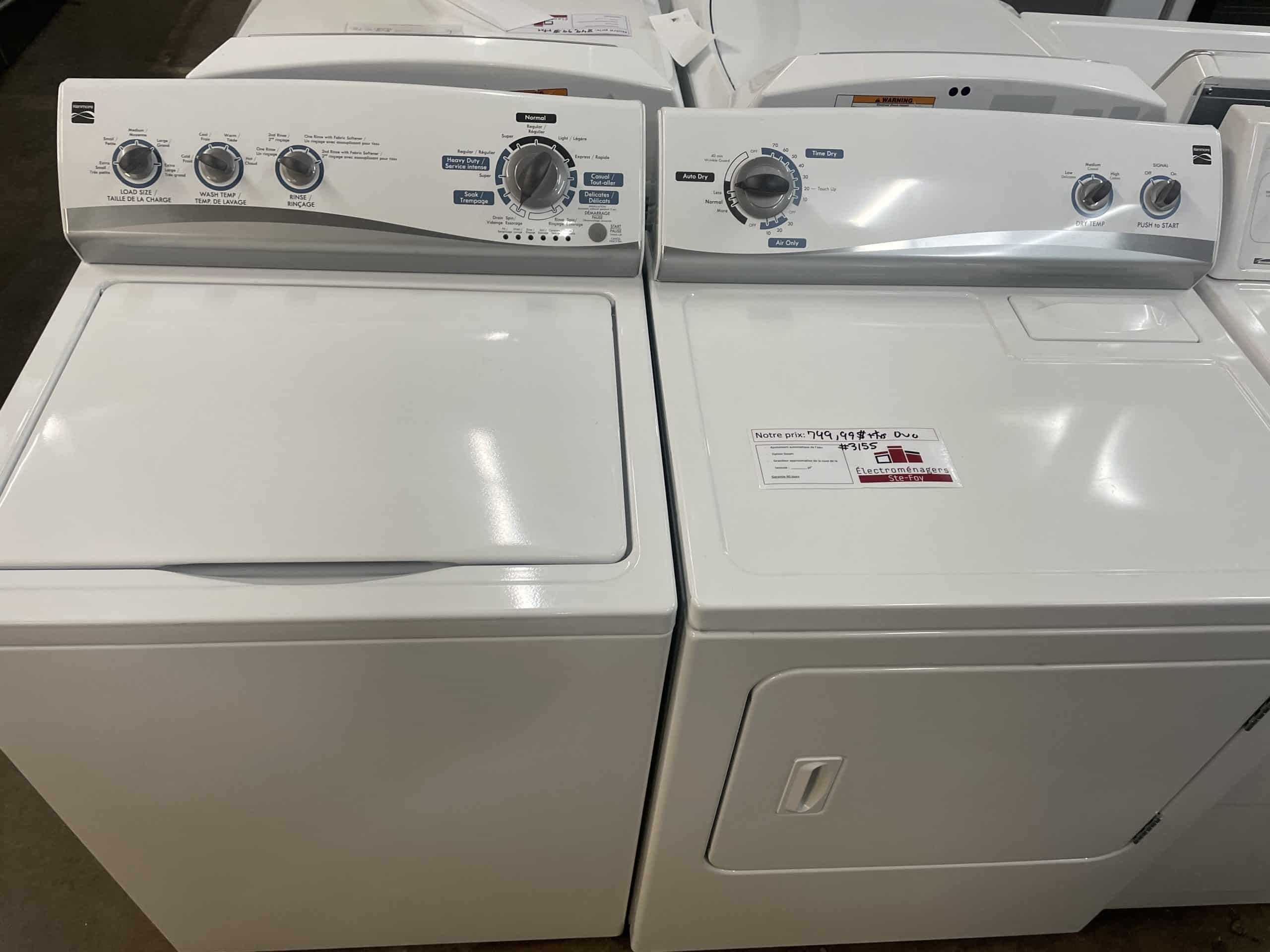 Duo laveuse sécheuse Whirlpool (#3155) (r) - Électroménagers Ste-Foy