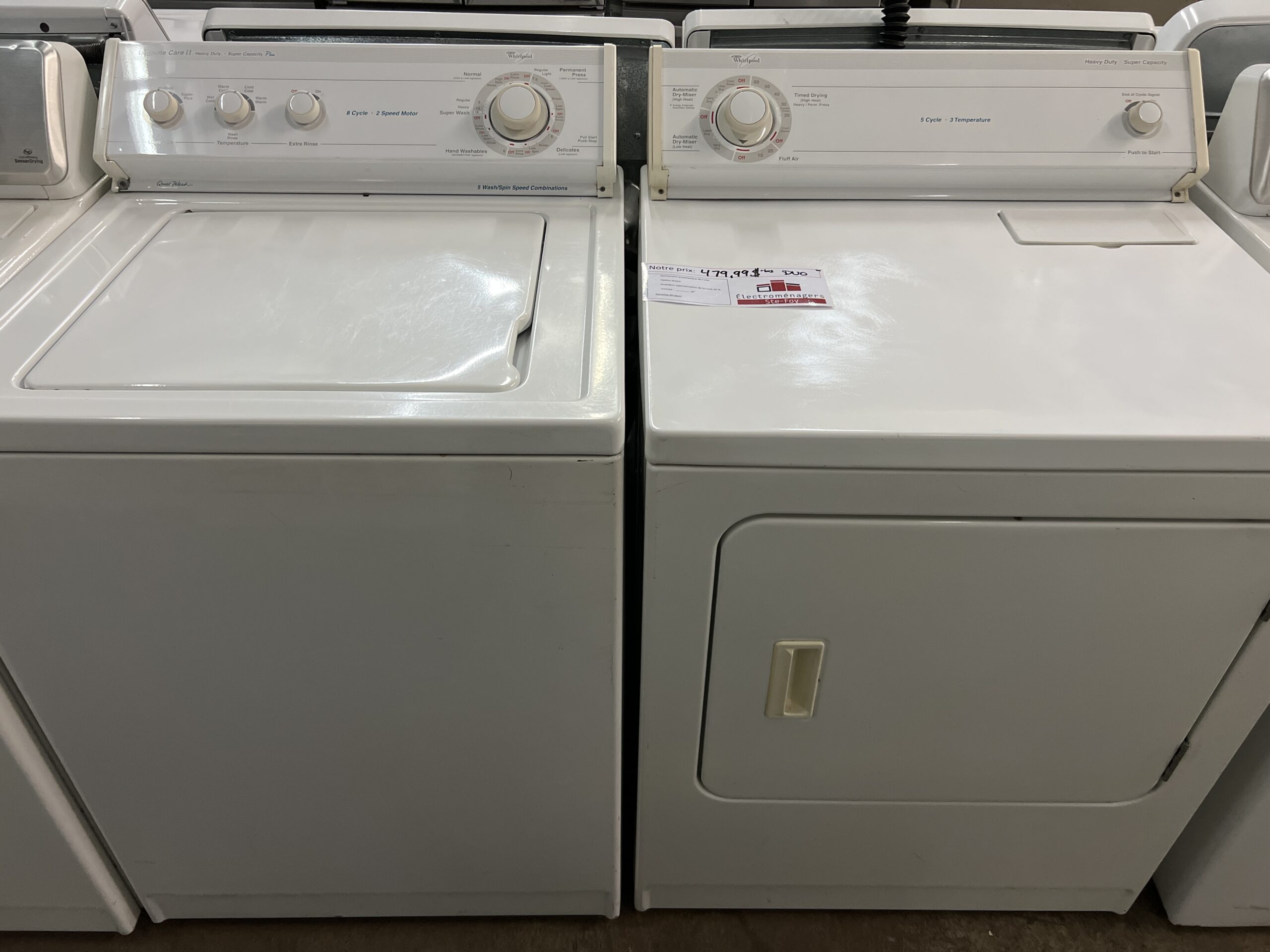 Duo Laveuse/Sécheuse Whirlpool Blanc Chargement Dessus (r) (#4467 ...